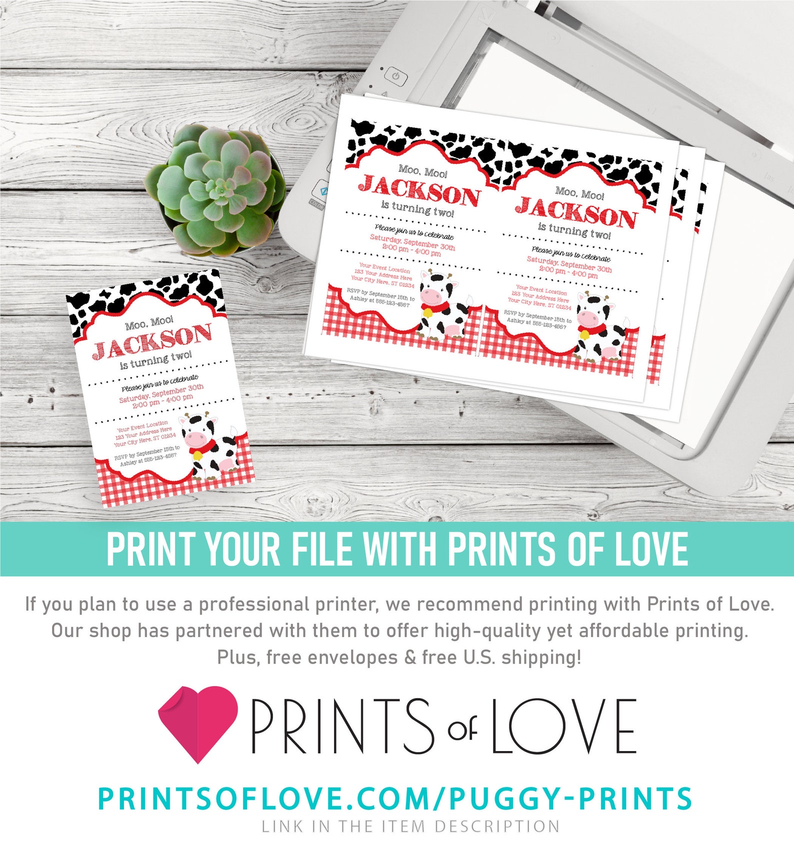 Cow Birthday Invitation Editable Cow Invitation Template - Etsy