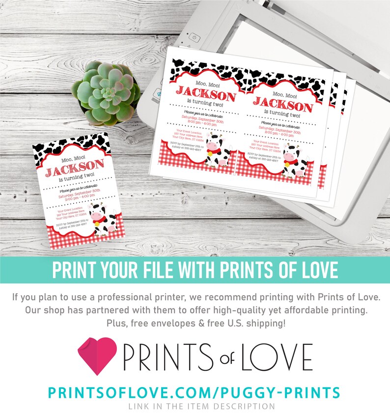 Cow Birthday Invitation Editable Cow Invitation Template - Etsy