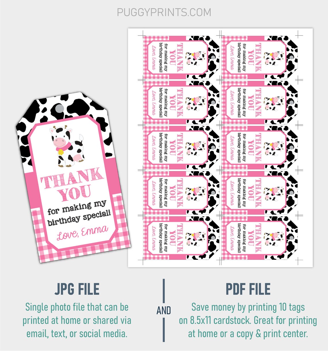 Cow Birthday Party Favor Tags Editable Cow Favor Tags - Etsy