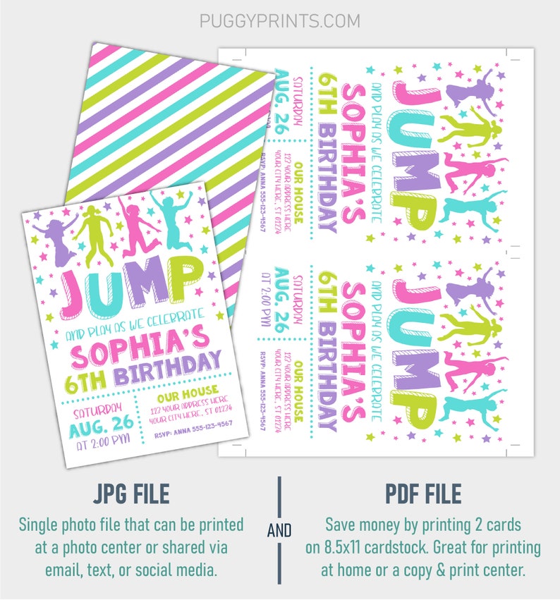 Jump Birthday Invitation Editable Jump Invitation Template | Etsy