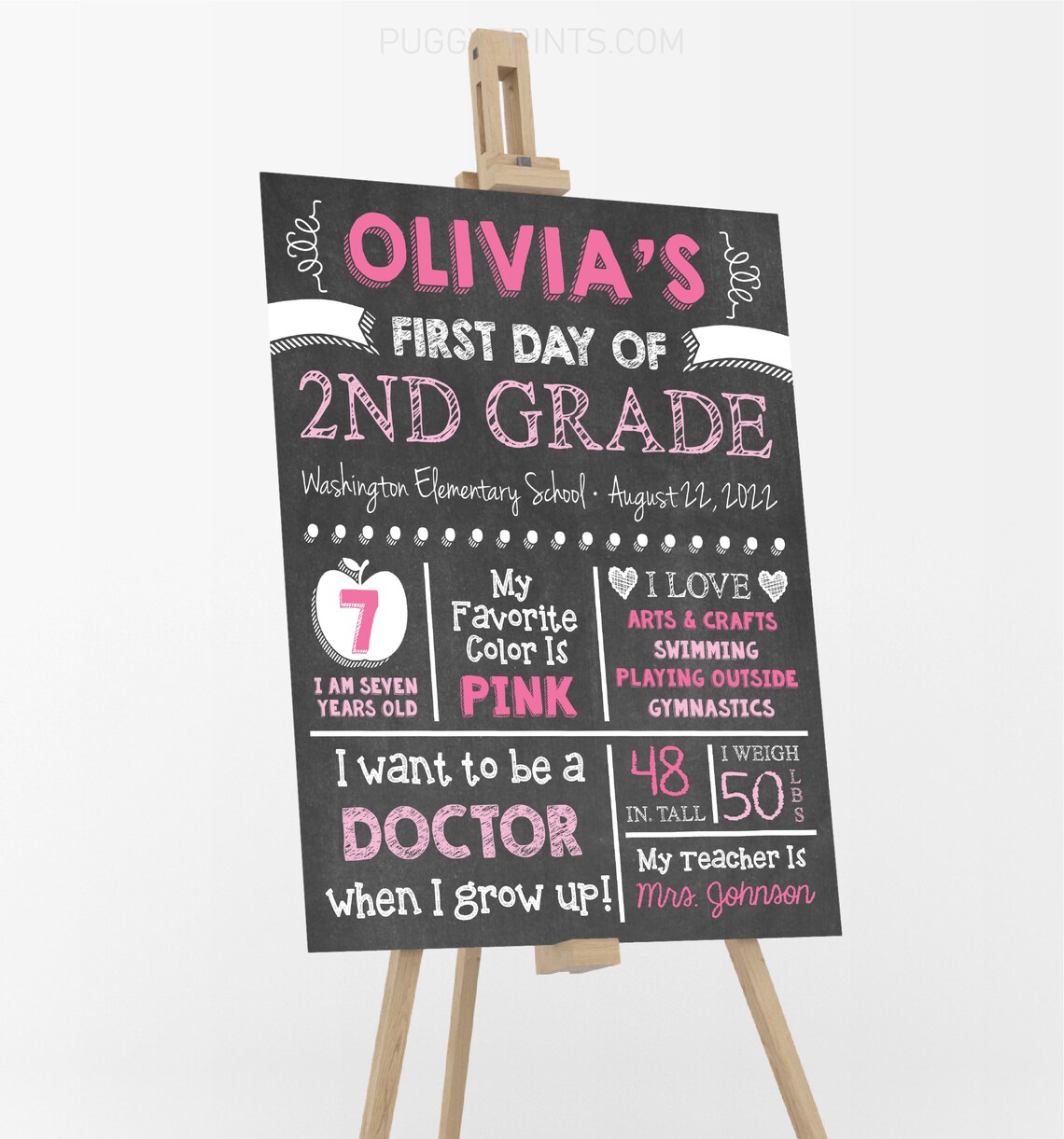 First Day of School Chalkboard Poster Editable Back to School - Etsy