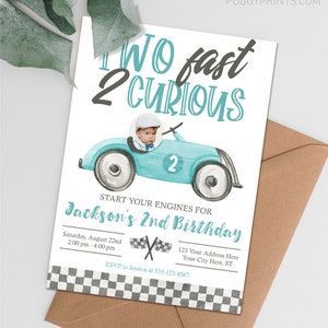 Two Fast Birthday Invitation, Editable 2 Curious Invitation Template ...