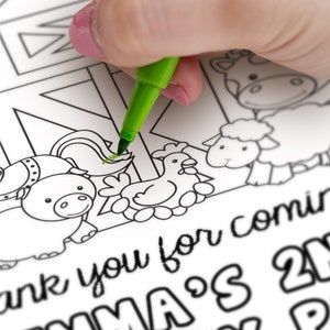 Farm Birthday Coloring Page: Editable Barnyard Party Template (digital ...