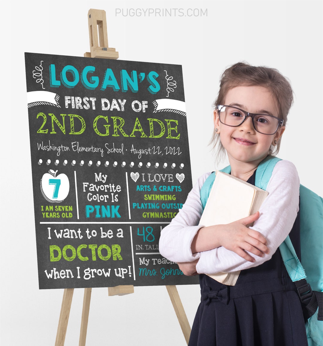 First Day of School Chalkboard Poster, Editable Back to School Poster ...