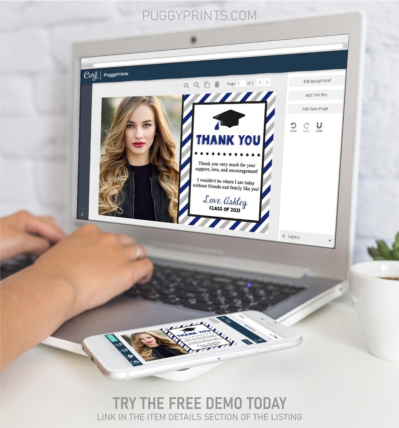 Graduation Thank You Cards Editable Graduation Party Thank - Etsy