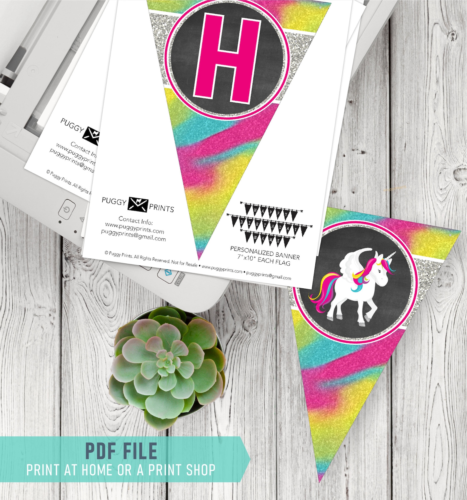 Unicorn Happy Birthday Banner Printable Unicorn Banner - Etsy