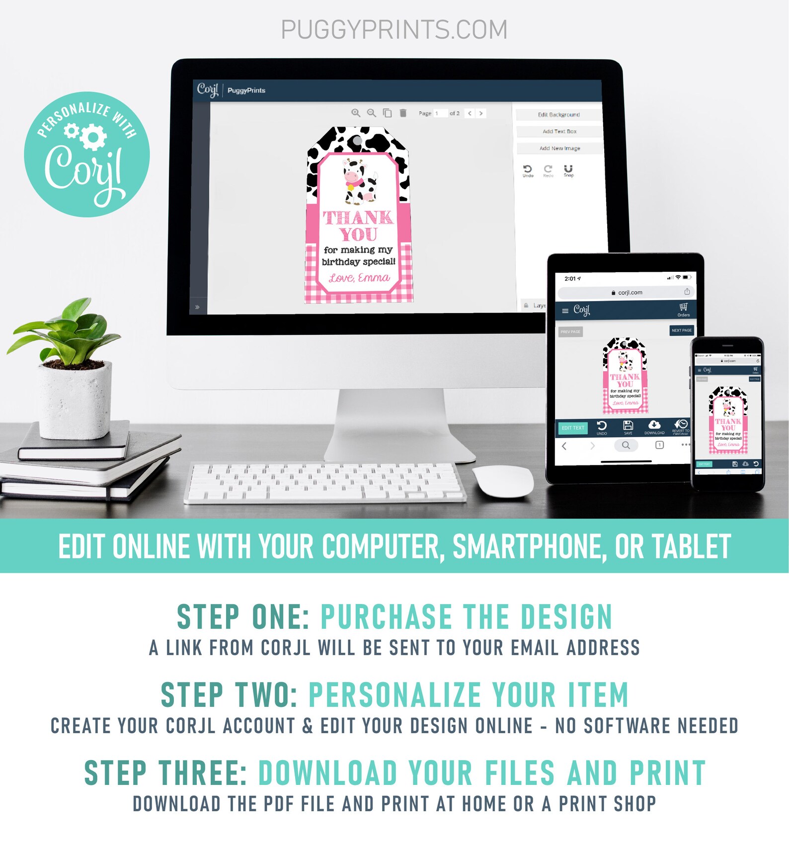 Cow Birthday Party Favor Tags Editable Cow Favor Tags - Etsy