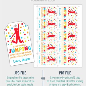 Jump Favor Tags Jump Birthday Party Favors Kids Jump Party - Etsy