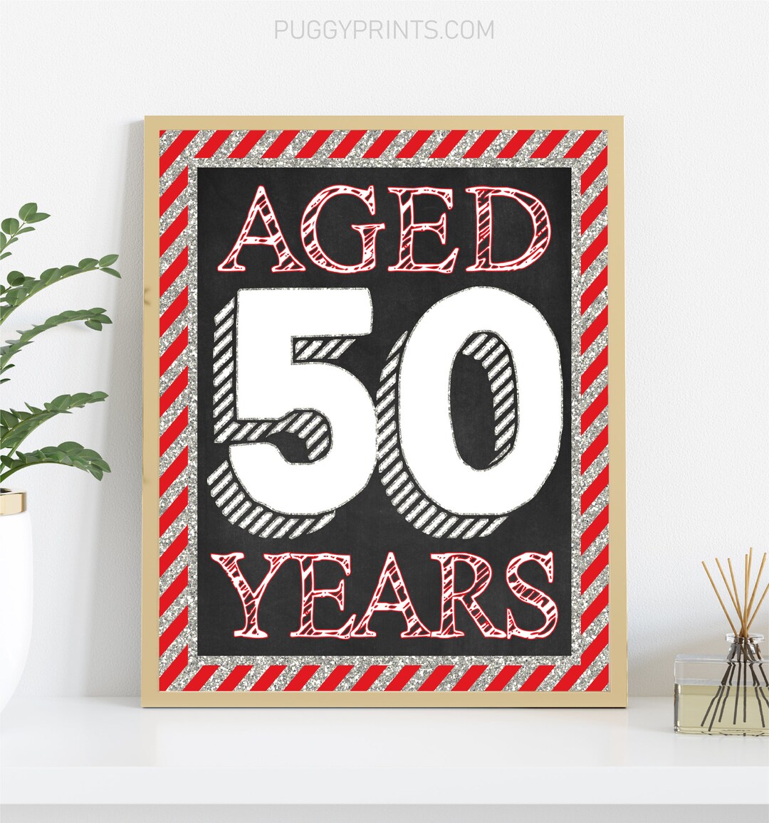 Aged 50 Years Sign Printable 50th Birthday Party Sign Adult - Etsy UK