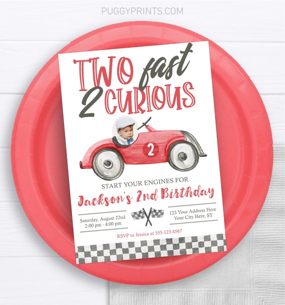 Two Fast Birthday Invitation Editable 2 Curious Invitation - Etsy