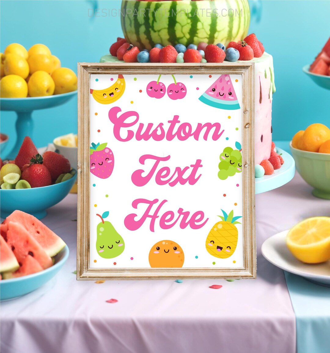 Fruit Birthday Party Sign Editable Fruit Custom Sign Template Printable ...