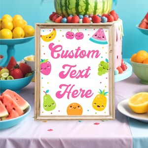 Fruit Birthday Party Sign Editable Fruit Custom Sign Template Printable ...