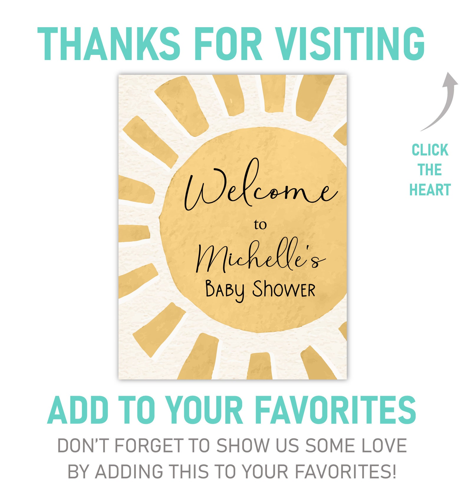 Sunshine Baby Shower Welcome Poster Editable Sunshine Baby - Etsy