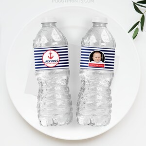 Nautical Birthday Water Bottle Labels, Nautical Water Bottle Wrappers ...