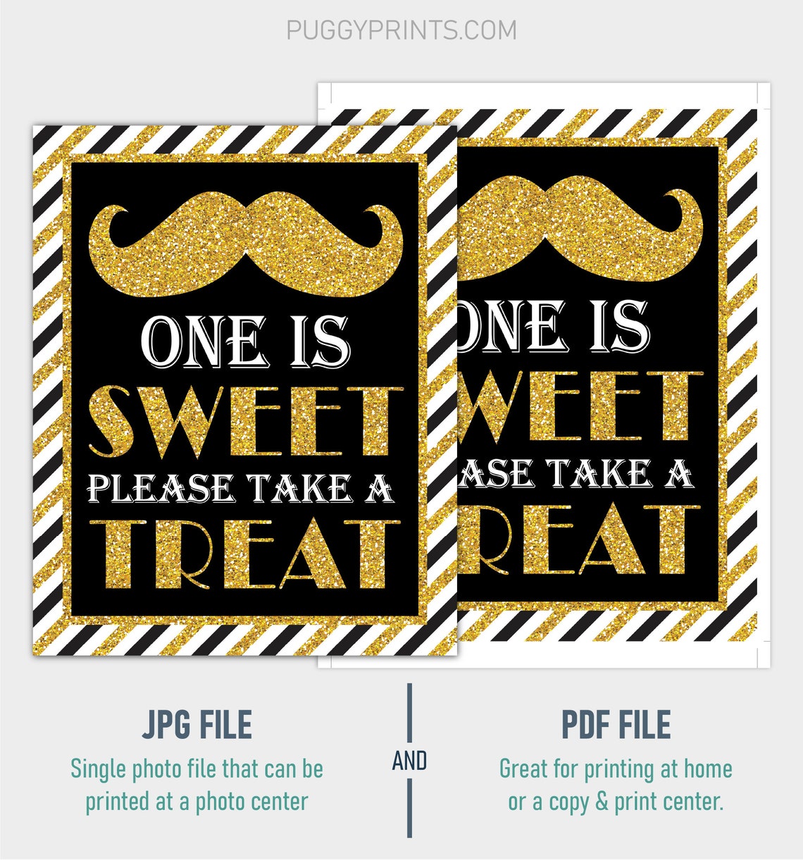 One is Sweet Take a Treat Sign Printable Mustache Party Favor - Etsy