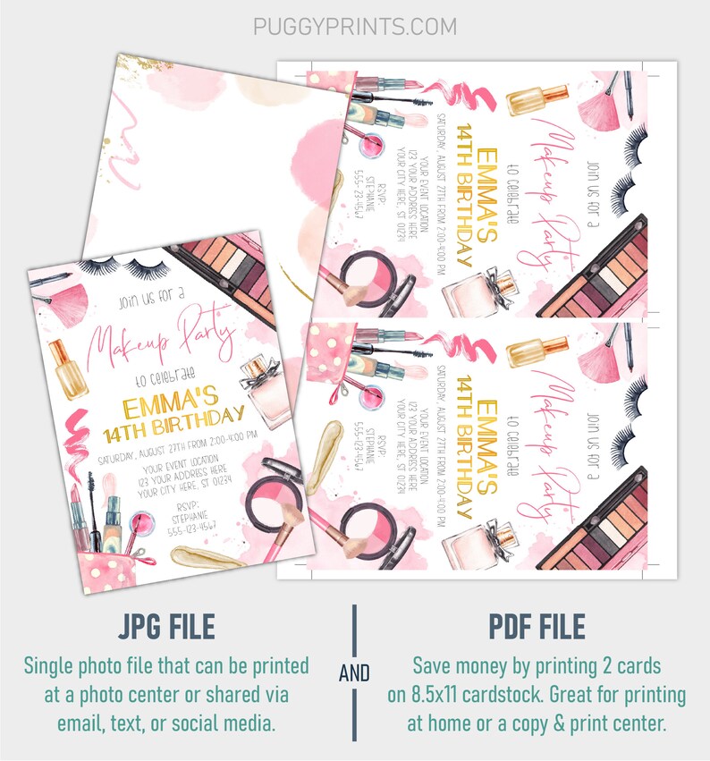 Makeup Birthday Party Invitation Editable Spa Party | Etsy