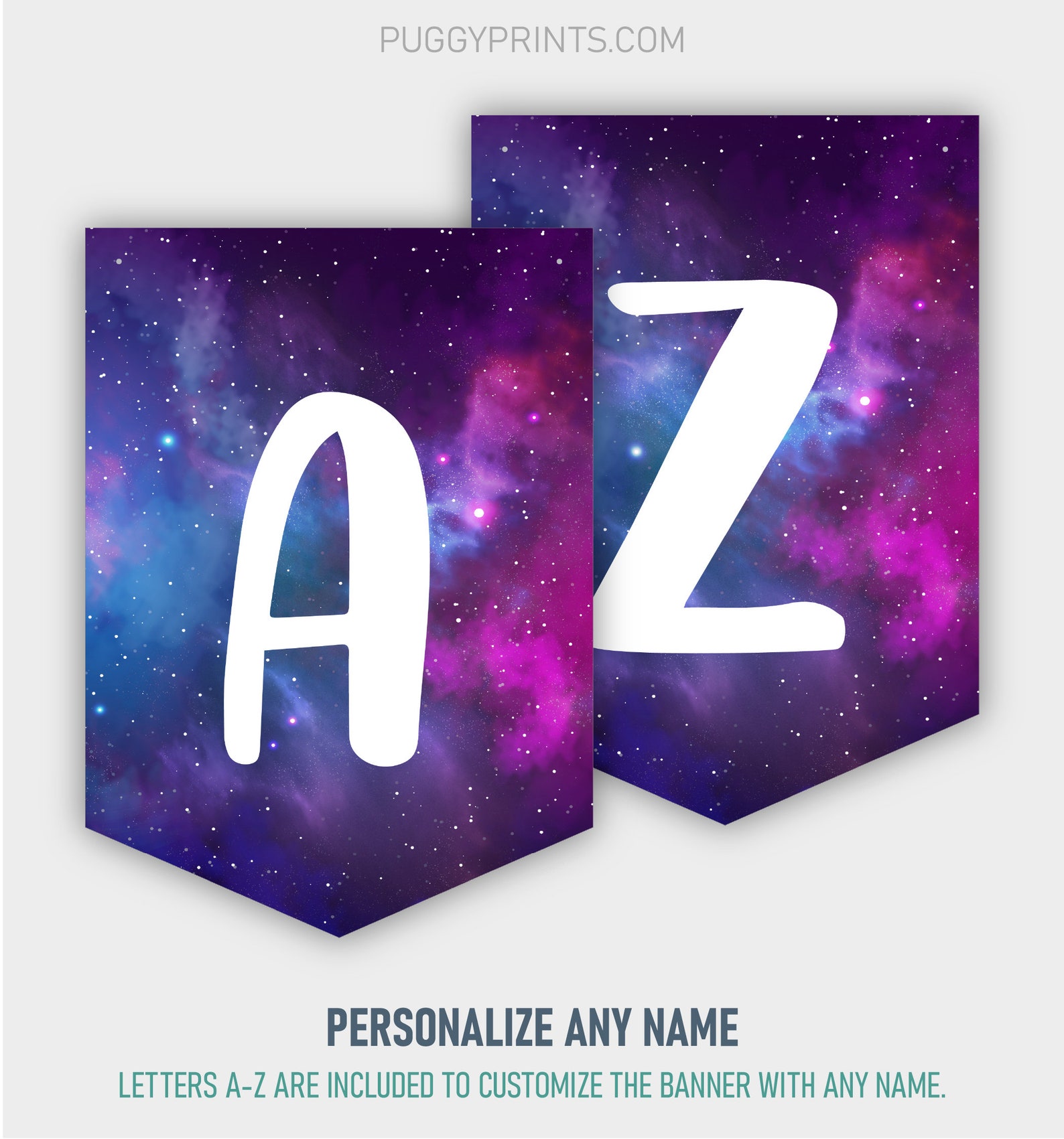 Galaxy Happy Birthday Banner, Printable Galaxy Banner, Galaxy Party ...