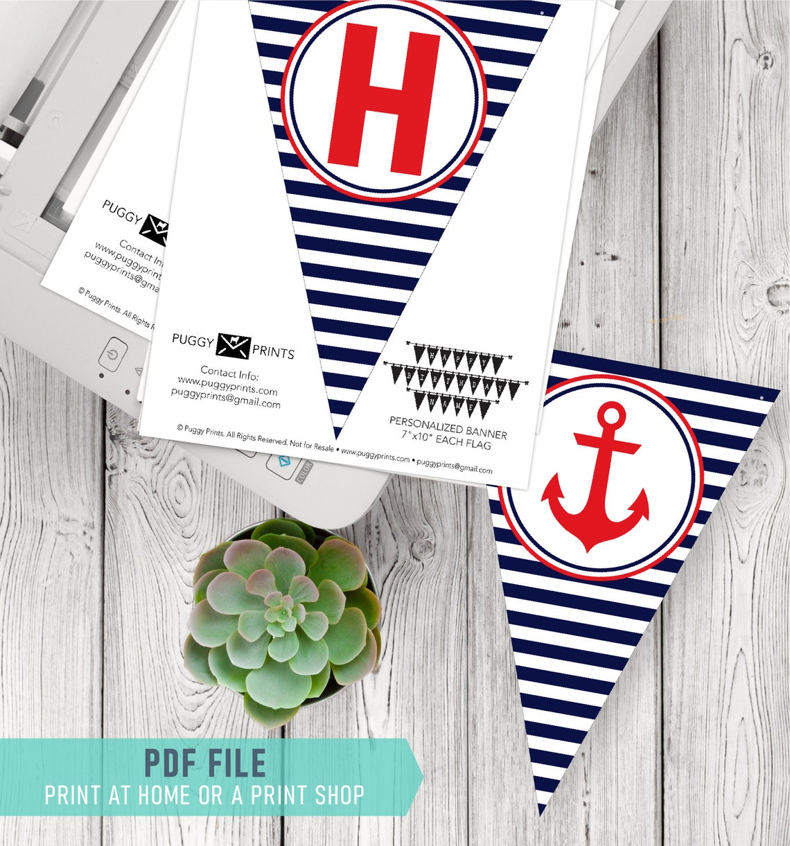 Nautical Happy Birthday Banner Printable Nautical Banner - Etsy