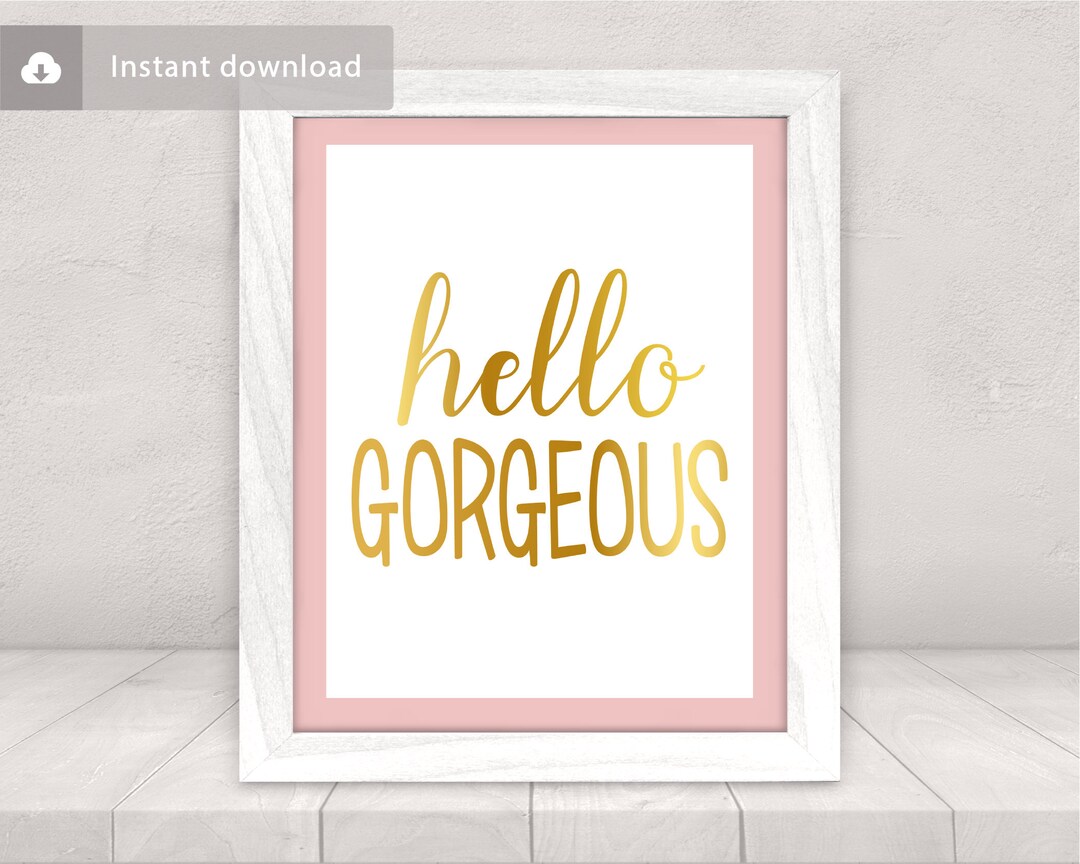 Hello Gorgeous Sign, Dorm Room Sign, Makeup Wall Art, Blush Pink and ...