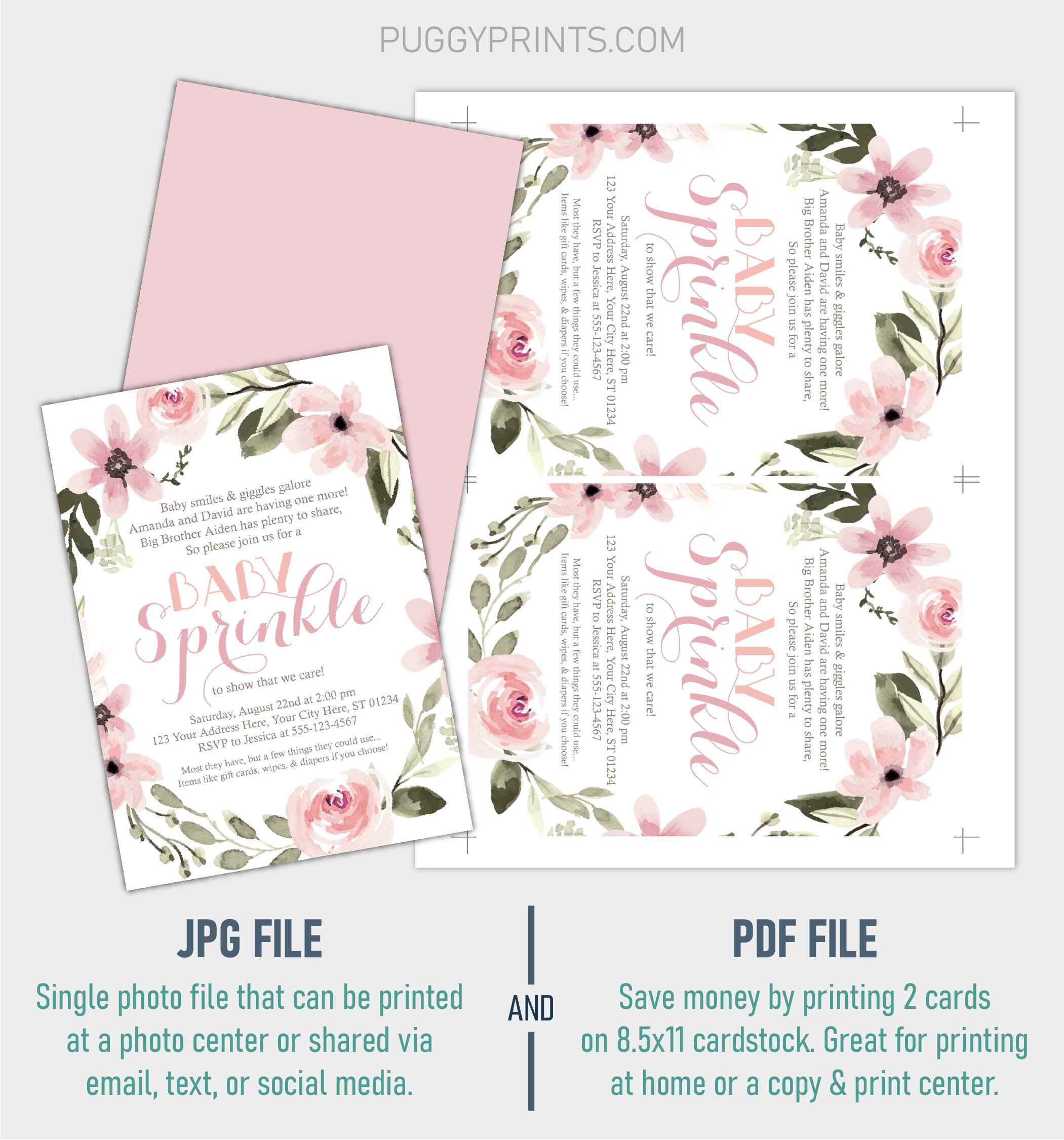 Floral Baby Sprinkle Invitation Editable Floral Baby Shower | Etsy