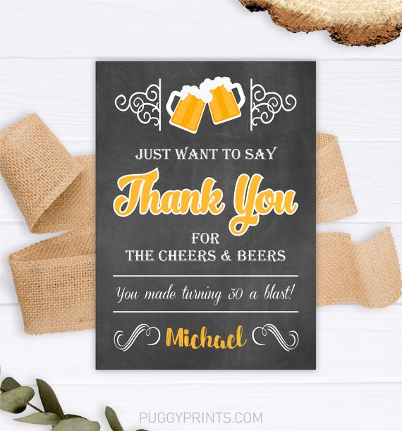 Cheers and Beers Thank You Card With Photo Editable Template - Etsy