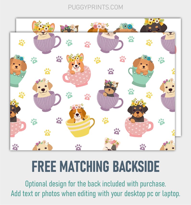 Dog Tea Party Birthday Invitation Editable Let's Paw Tea - Etsy