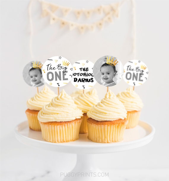 Notorious One Birthday Cupcake Toppers, Editable The Big One Cupcake ...