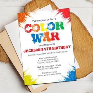 Color War Birthday Invitation Editable Template Online Instant Download ...