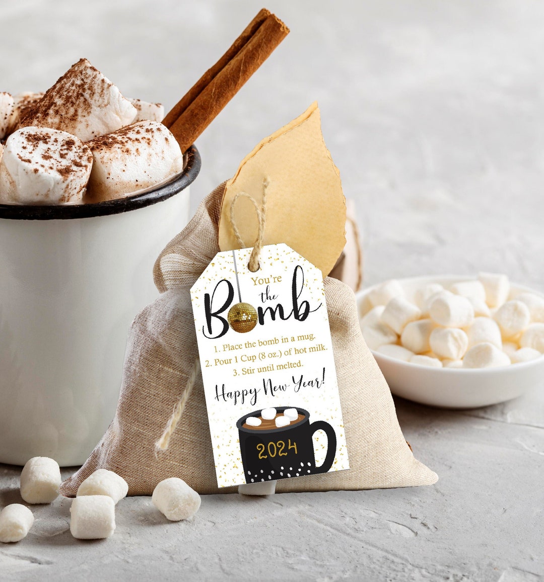 Editable Hot Chocolate Bomb Tags New Years Holiday Favor Gift Tag ...