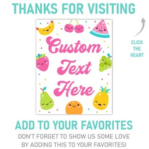 Fruit Birthday Party Sign Editable Fruit Custom Sign Template Printable ...