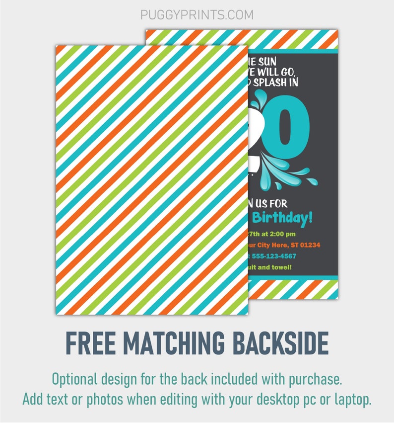 H2O Birthday Invitation Editable H20 Water Party Invitation - Etsy