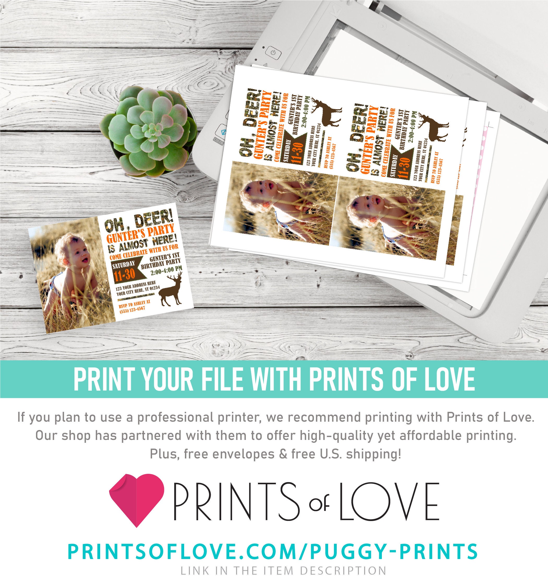 Deer Hunting Birthday Invitation with Photo Deer Hunting | Etsy