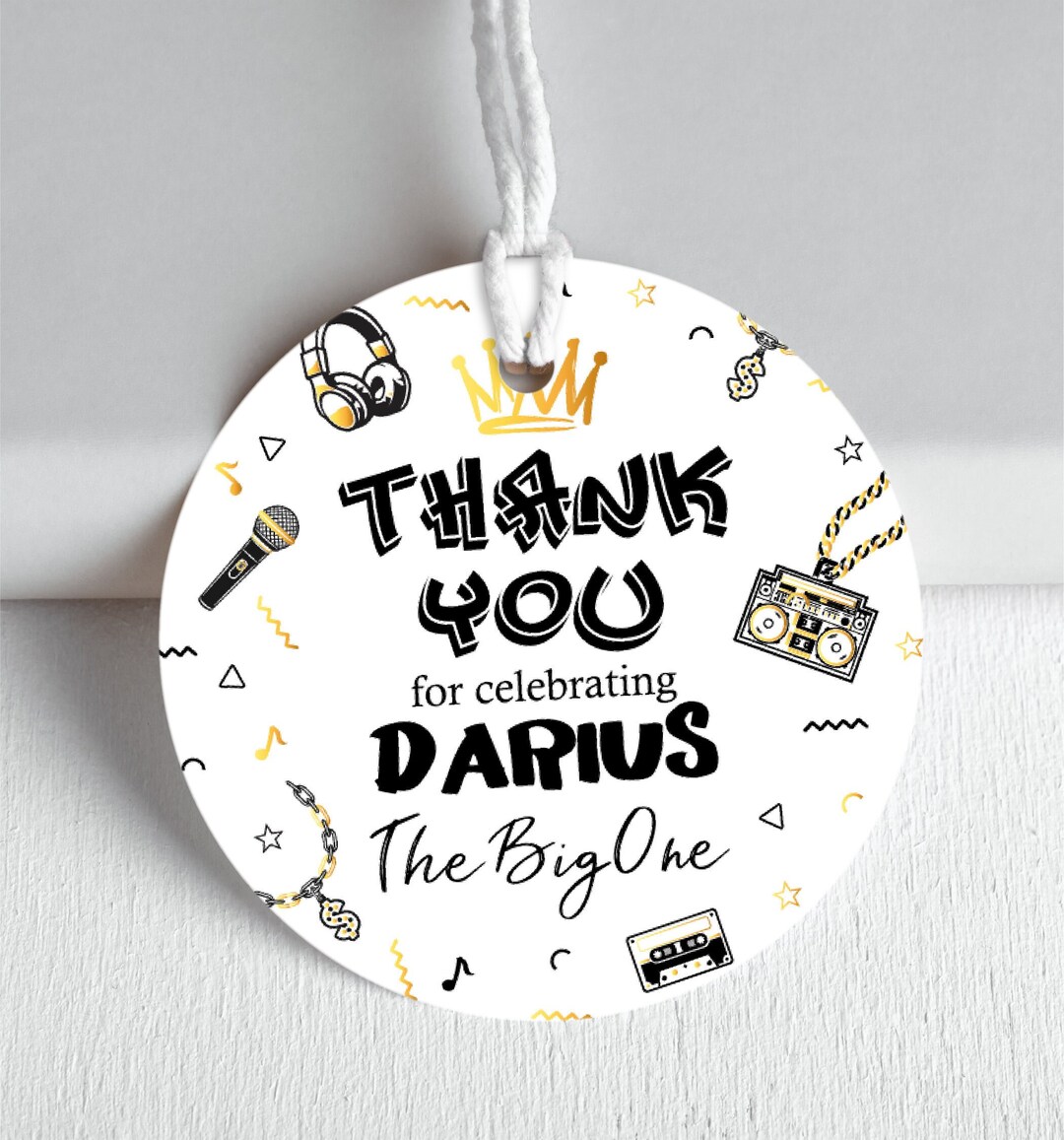 Notorious One Round Labels, Editable the Big One Thank You Favor Tags ...