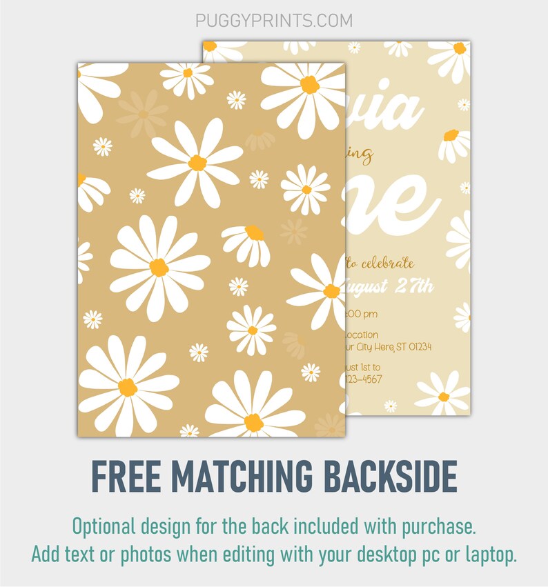 Retro Daisy Invitation Editable Daisy Invitation Template - Etsy