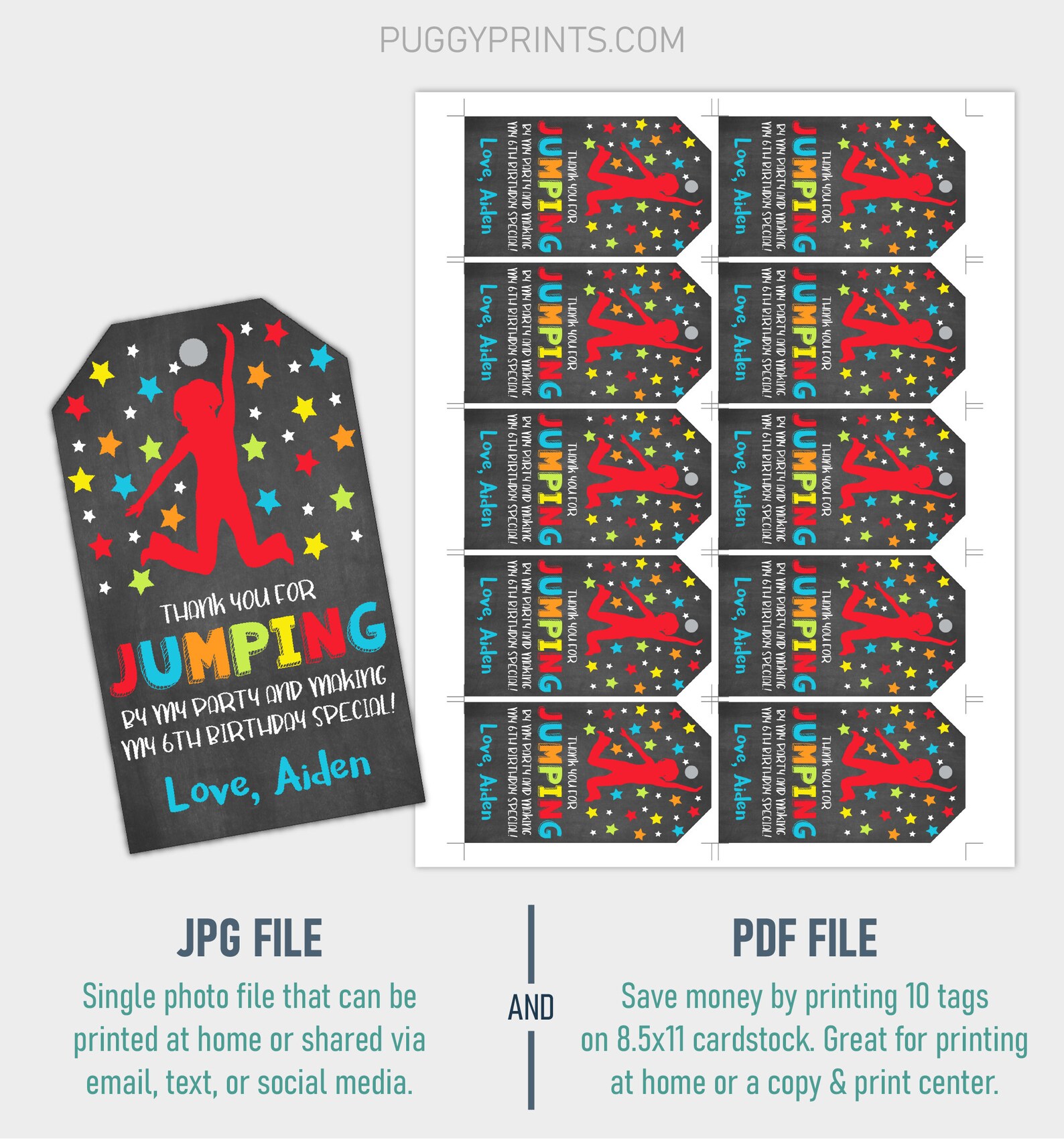 Jump Favor Tags Jump Birthday Party Favors Kids Jump Party - Etsy