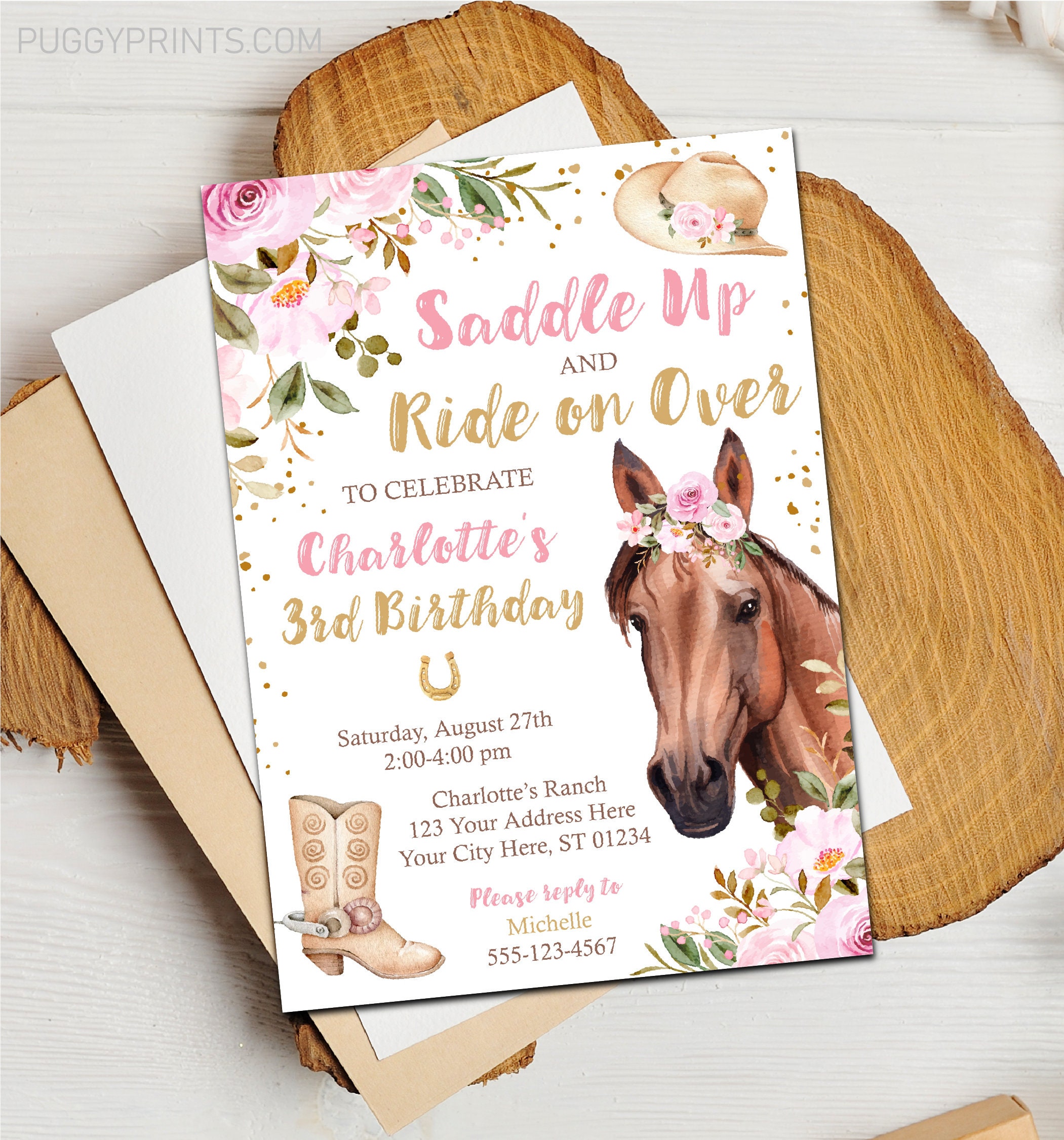 Horse Birthday Invitation Editable Horse Invitation Template - Etsy ...