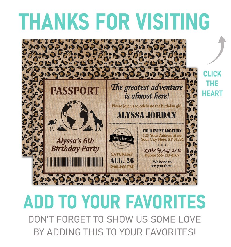 Safari Passport Birthday Invitation Editable Safari - Etsy