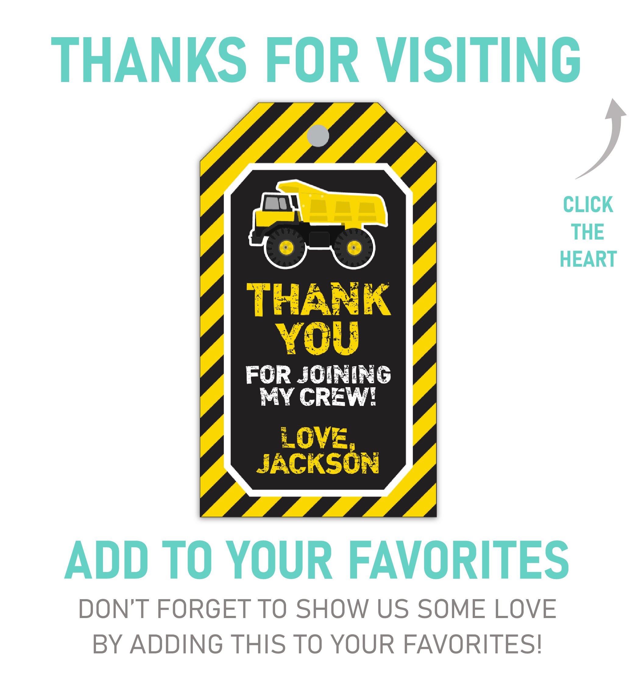 Construction Birthday Favor Tags Editable Construction Favor | Etsy