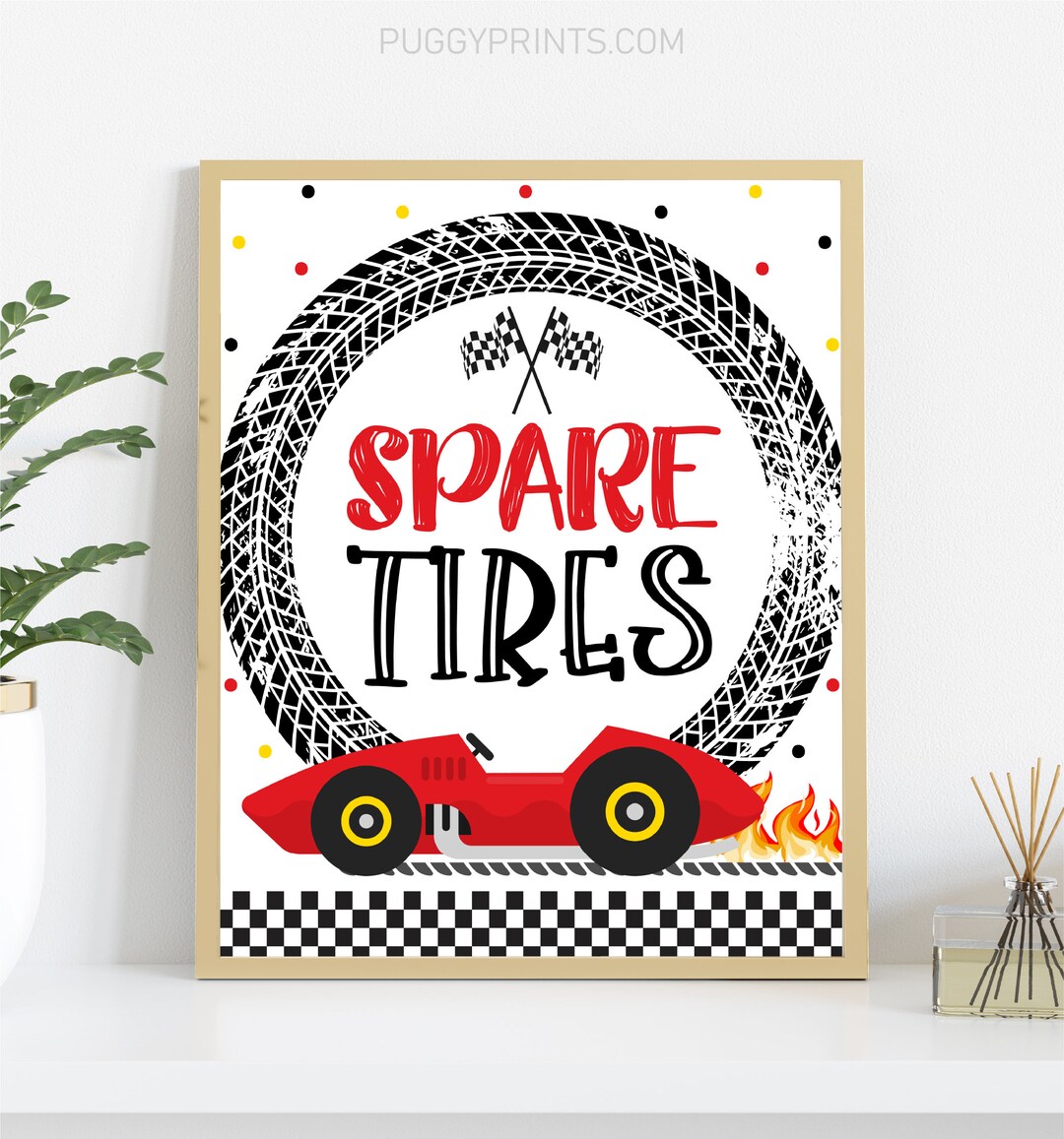 Race Car Spare Tires Sign: Racing Birthday Party Decor (digital ...