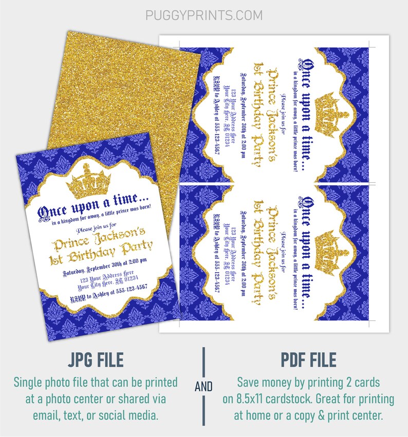 Prince Birthday Invitation Editable Prince Invitation | Etsy