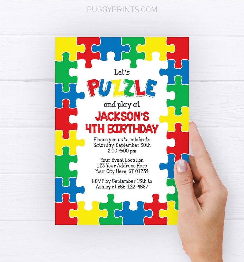 Puzzle Birthday Invitation, Editable Puzzle Invitation, Puzzle Party ...