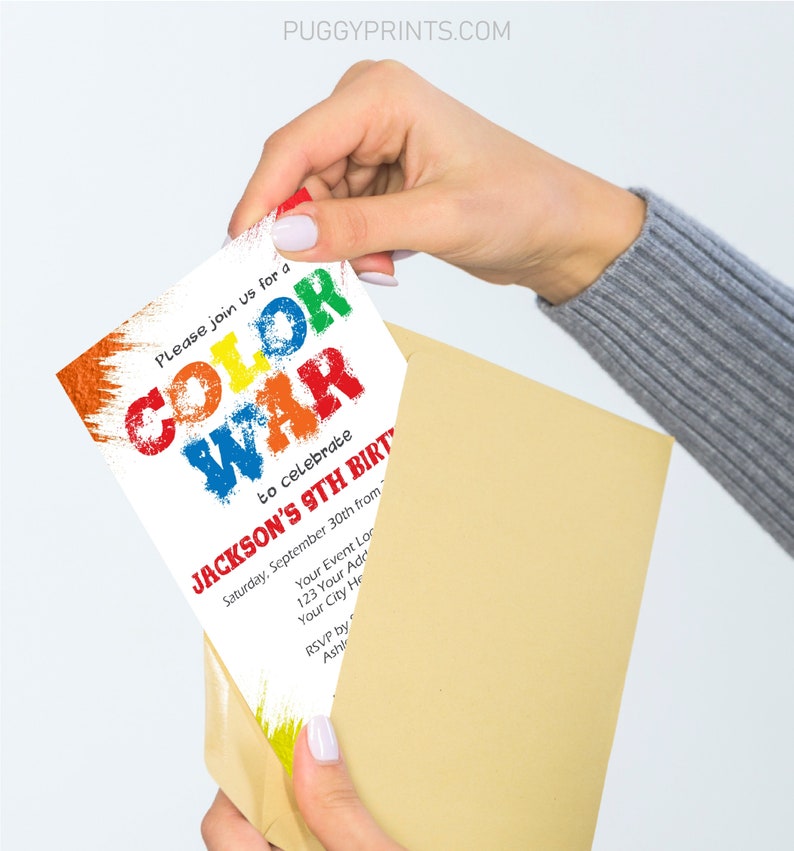 Color War Birthday Invitation Editable Template Online - Etsy