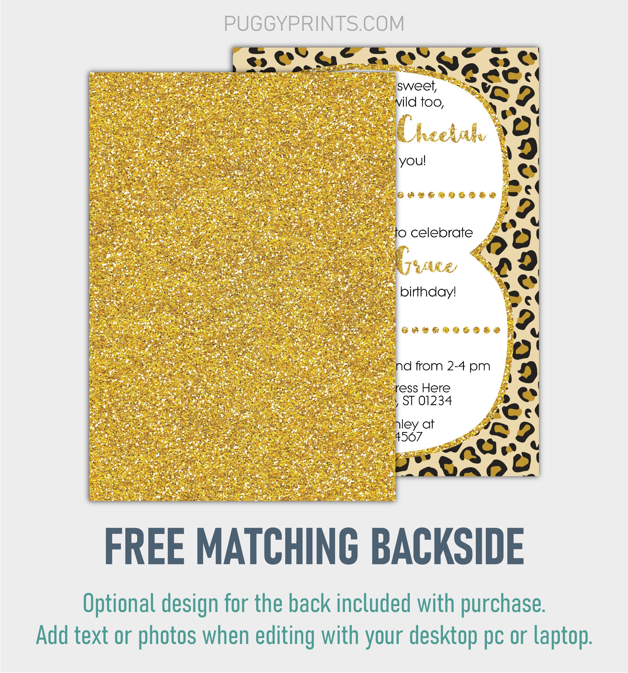 Cheetah 3rd Birthday Invitation Editable Cheetah Invitation | Etsy