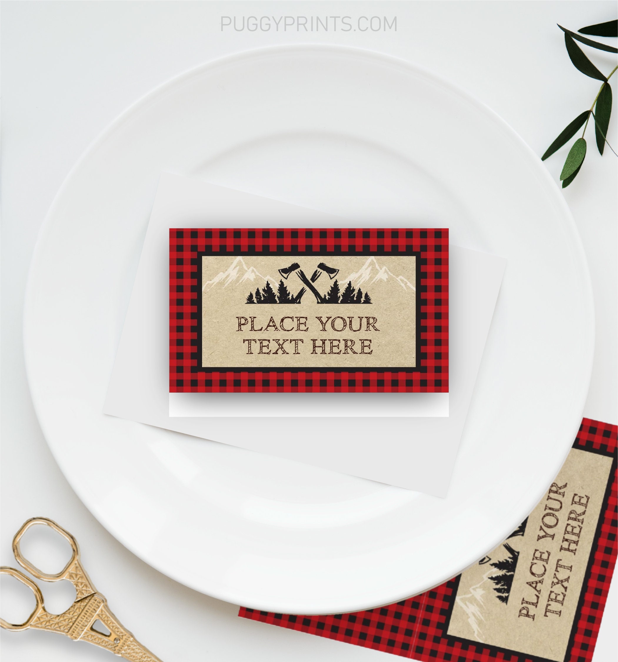 Lumberjack Birthday Place Cards, Editable Lumberjack Place Cards ...
