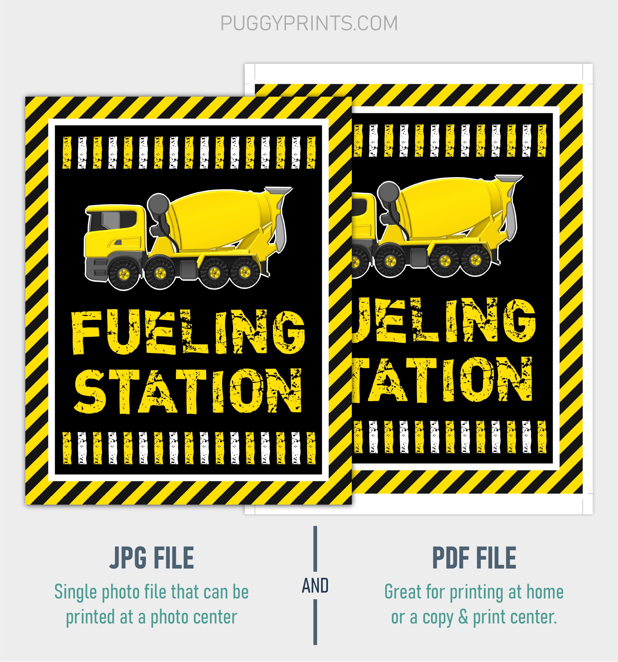 Fueling Station Sign Printable Construction Birthday Party | Etsy