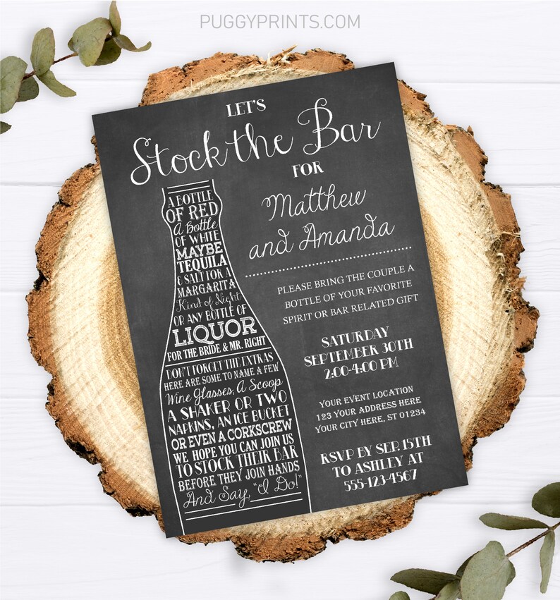 Stock the Bar Engagement Party Invitation Editable Template | Etsy