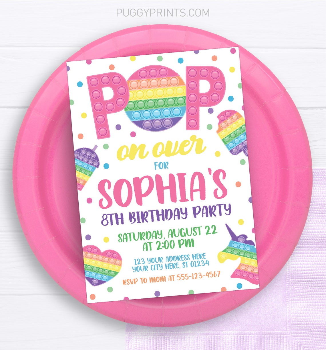 Pop It Birthday Invitation Editable Pop It Invitation | Etsy