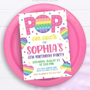 Pop It Birthday Invitation, Editable Pop It Invitation Template ...