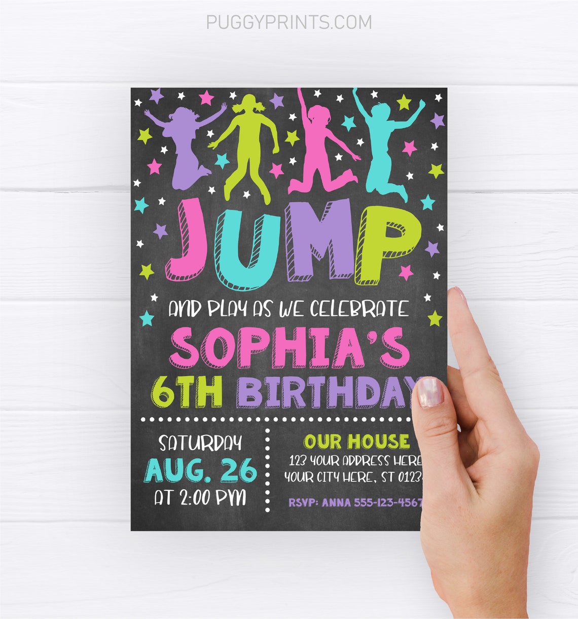 Jump Birthday Invitation Editable Jump Invitation Template | Etsy