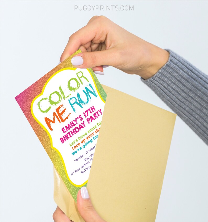 Color Run Invitation Editable Color Run Birthday Party | Etsy